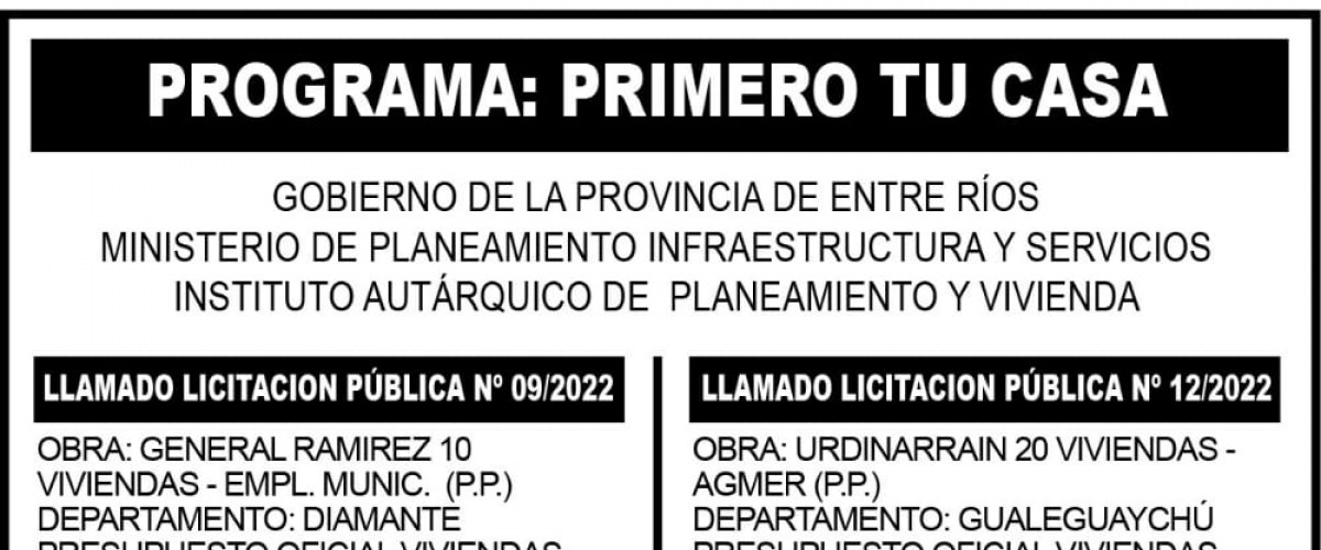 LICITACION PUBLICA N° 09/2022 - GENERAL RAMIREZ 10 VIVIENDAS - EMPL ...